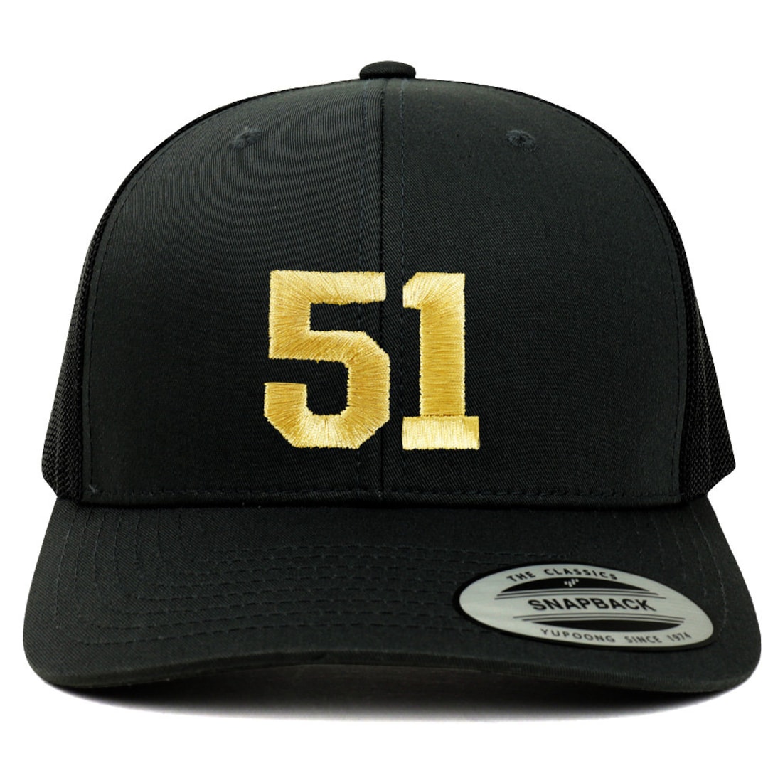 Stitchfy Number 51 Gold Thread Embroidered Retro Trucker Mesh Baseball ...