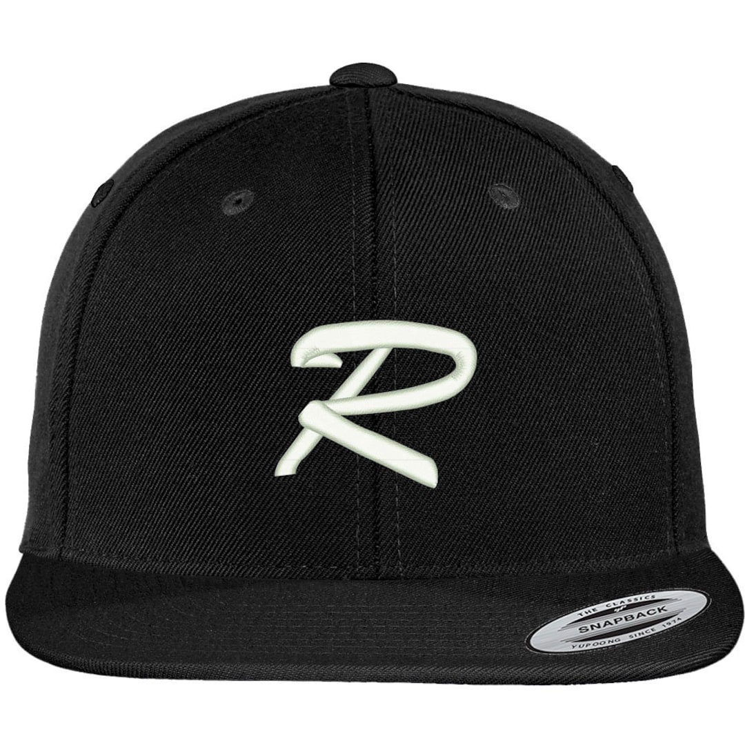 Stitchfy Letter R Brushed Script Embroidered Flat Bill Snapback ...
