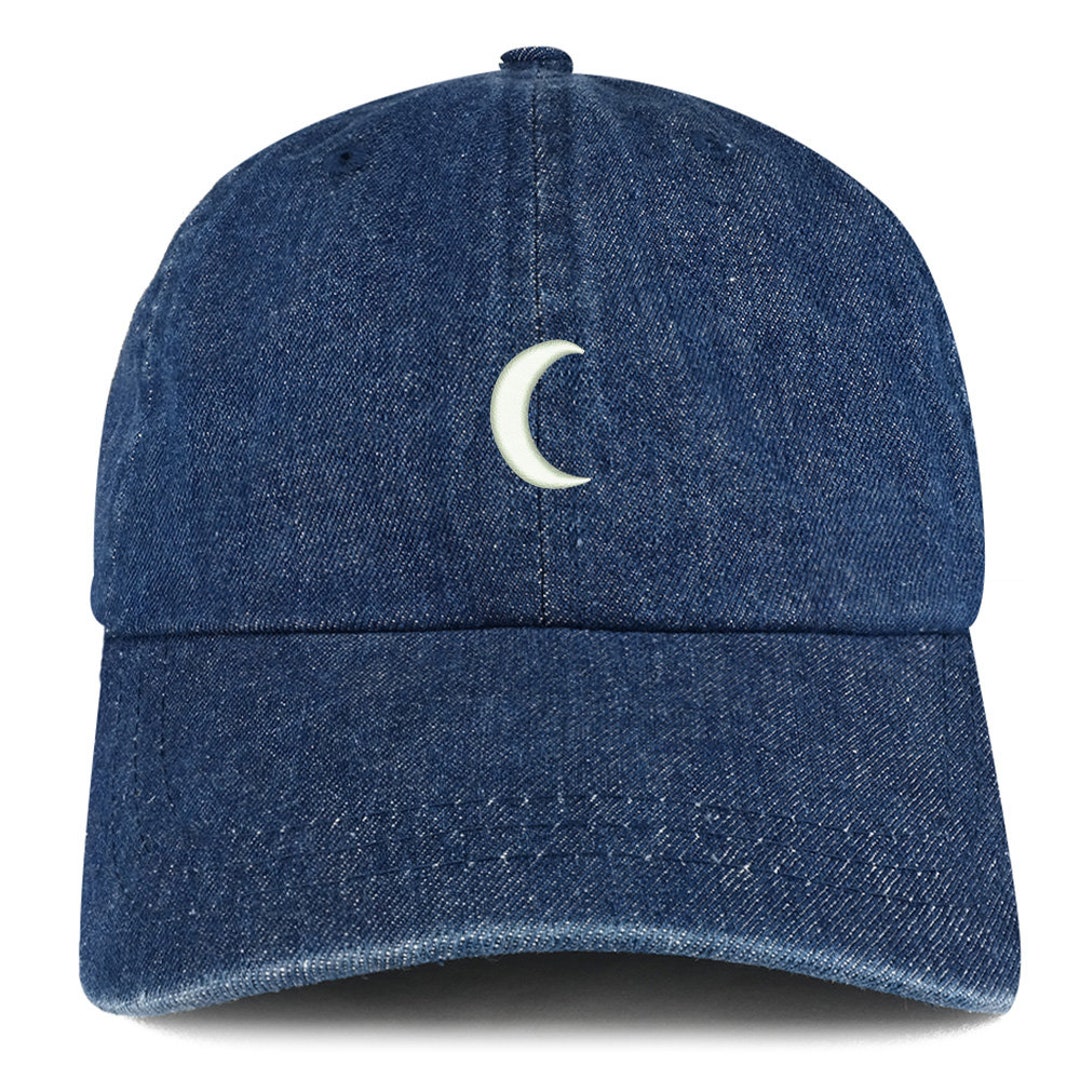 Stitchfy Crescent Moon Embroidered 100% Cotton Denim Cap Dad Hat - Etsy