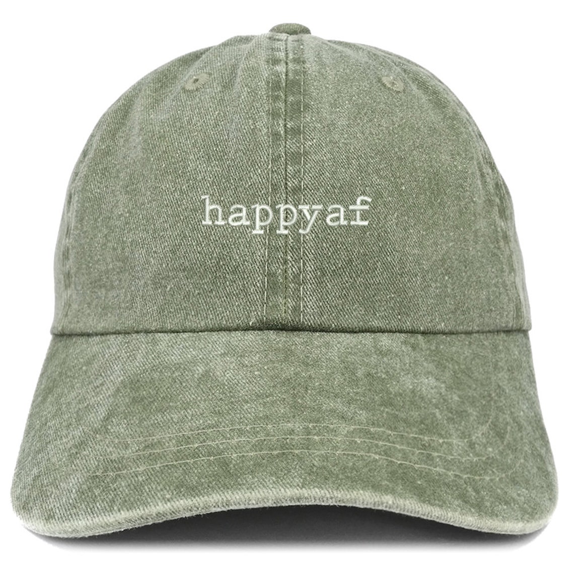 Stitchfy Happyaf Embroidered Pigment Dyed Washed Cotton Cap - Etsy