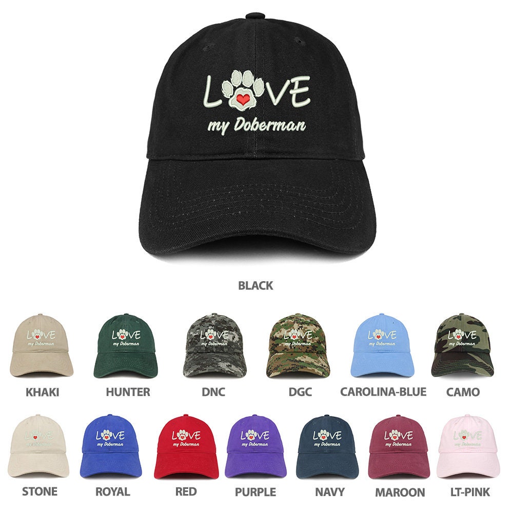 Stitchfy I love My Doberman Embroidered 100% Cotton Adjustable | Etsy