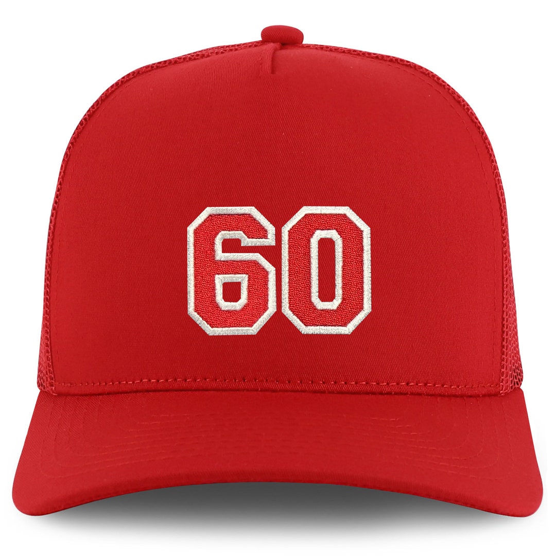 Stitchfy Number 60 Varsity Font Embroidered 5 Panel Structured Snapback ...