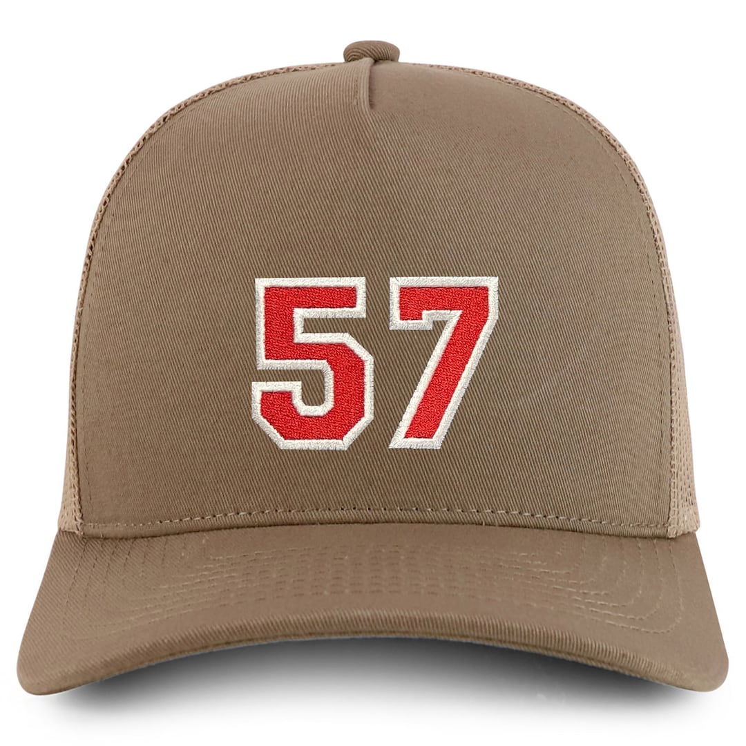 Stitchfy Number 57 Varsity Font Embroidered 5 Panel Structured Snapback ...