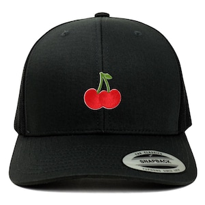 Stitchfy Cherry Fruit Patch 6 Panel Retro Cherry Fruiter Mesh Cap (SF ...