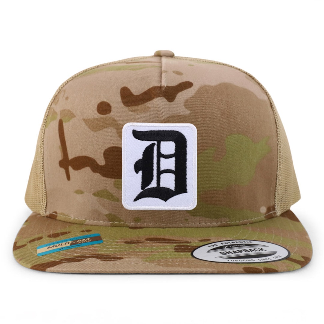 Stitchfy Old English D Patch 5 Panel Flat Bill Trucker Mesh Baseball ...