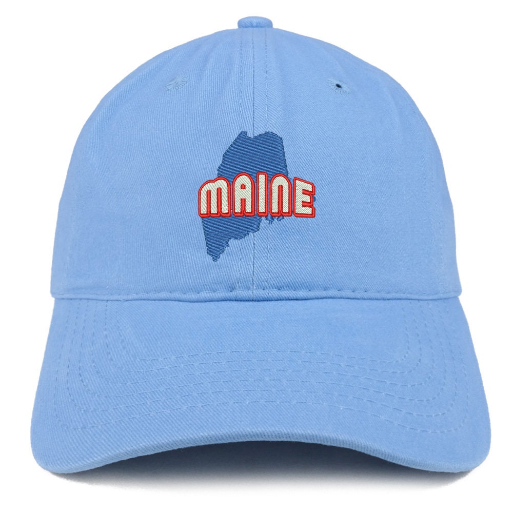Stitchfy Maine Map Embroidered 100% Cotton Adjustable Cap Dad | Etsy