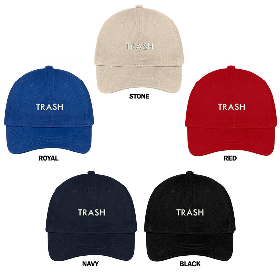 Stitchfy Trash Embroidered Soft Crown 100% Brushed Cotton Cap - Etsy