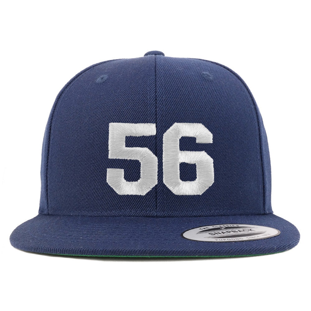 Stitchfy Number 56 White Thread Embroidered Flat Bill Snapback Baseball ...