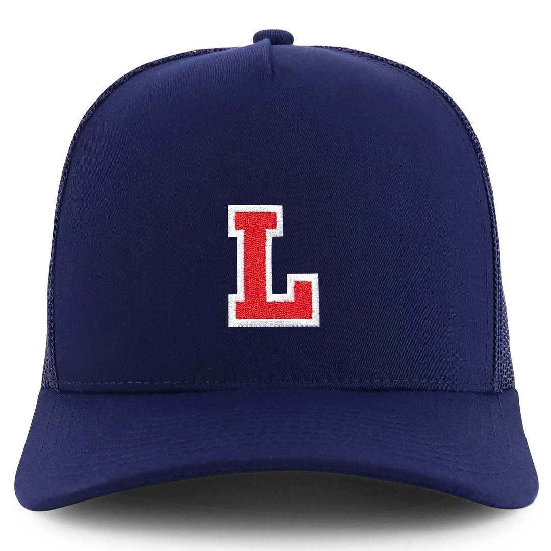 Stitchfy Letter L Varsity Font 5 Panel Structured Trucker Cap (SF ...