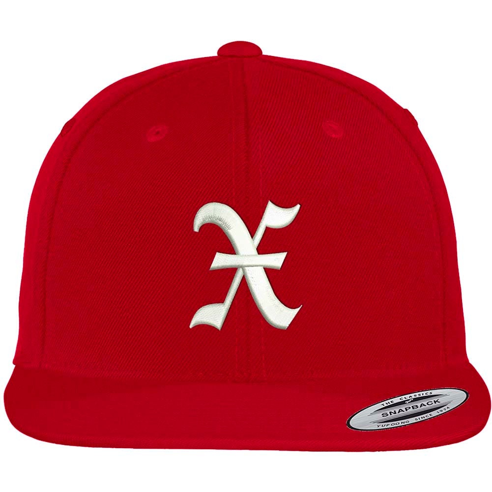 Stitchfy Old English X Embroidered Flat Bill Snapback Cap (SF-TXT024 ...