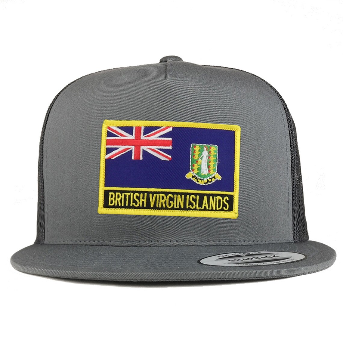 Stitchfy British Virgin Islands Flag 5 Panel Flatbill Trucker Mesh Cap ...