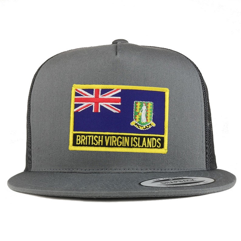 Stitchfy British Virgin Islands Flag 5 Panel Flatbill Trucker Mesh Cap ...