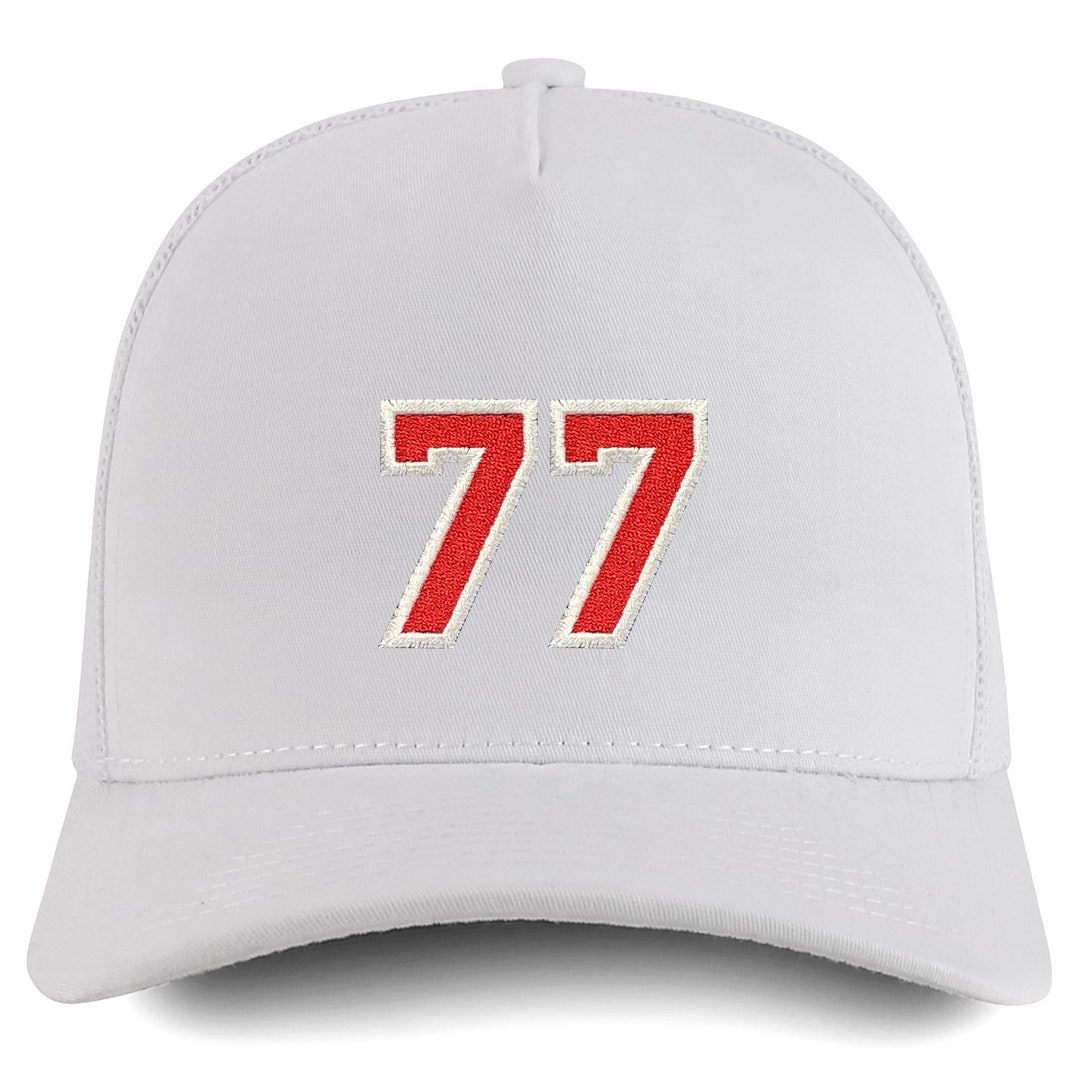 Stitchfy Number 77 Varsity Font Embroidered 5 Panel Structured Snapback ...