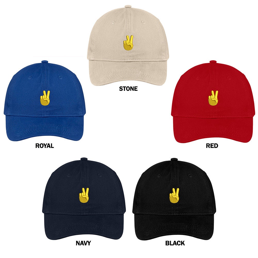 Stitchfy Peace Sign Hand Embroidered Cap Premium Cotton Dad - Etsy