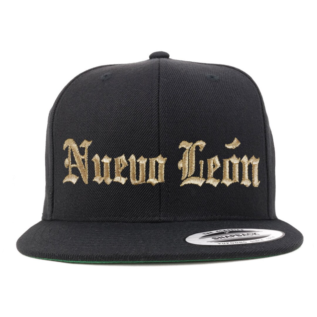 Stitchfy Old English Nuevo Leon Gold Embroidered Flatbill Snapback ...