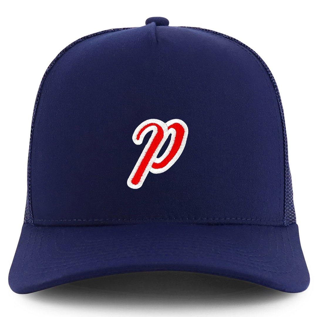 Stitchfy Letter P Script Outline 5 Panel Structured Snapback Trucker ...