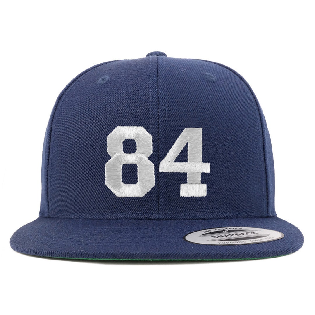 Stitchfy Number 84 White Thread Embroidered Flat Bill Snapback Baseball ...