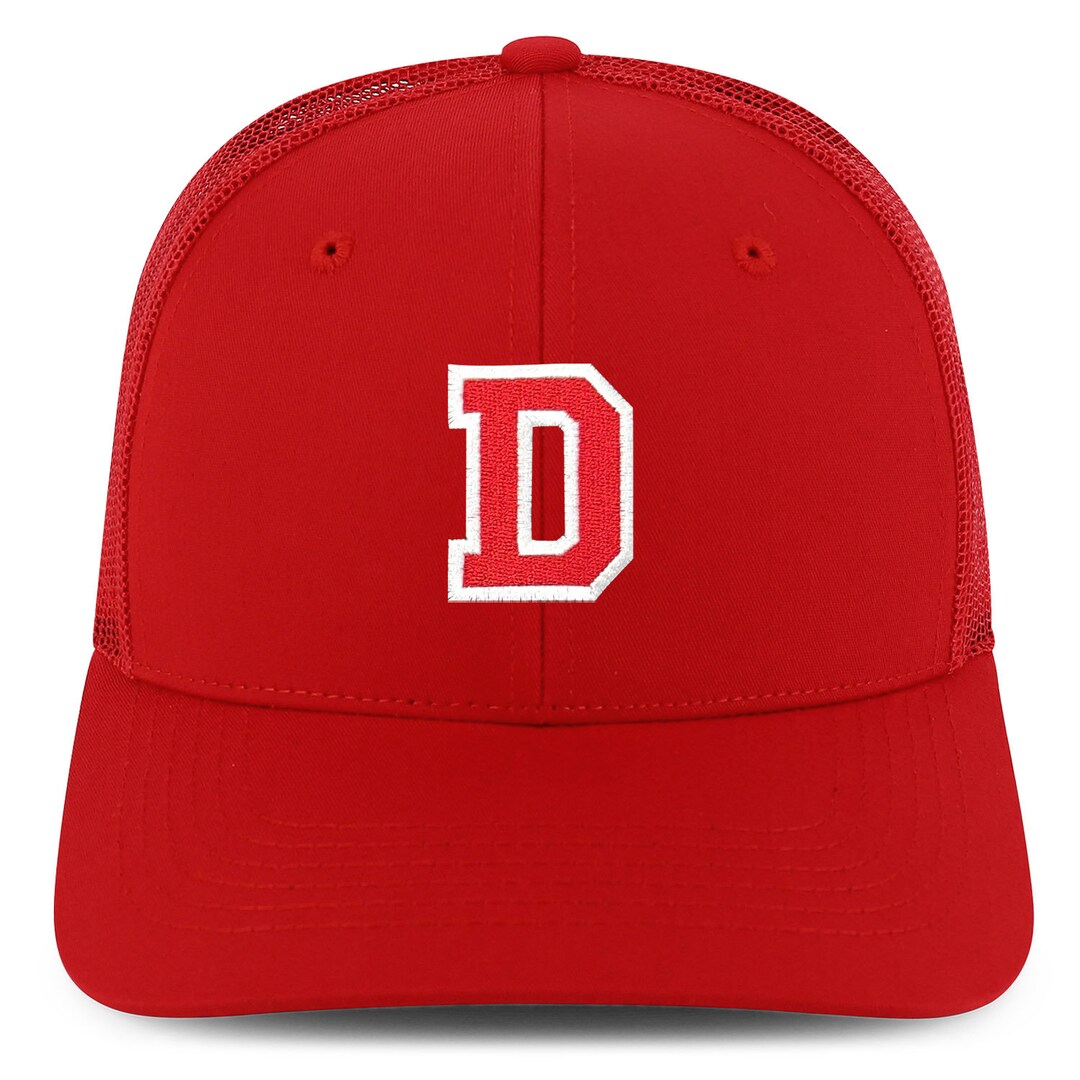 Stitchfy Letter D Varsity Font 6 Panel Snapback Trucker Cap (SF-TXT3663 ...
