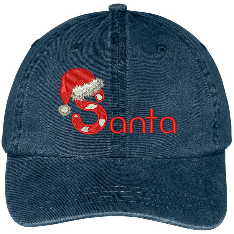 Stitchfy Santa Hat Embroidered Cotton Washed Baseball Cap | Etsy