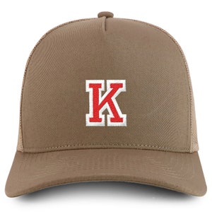 Stitchfy Letter K Varsity Font 5 Panel Structured Trucker Cap (SF ...
