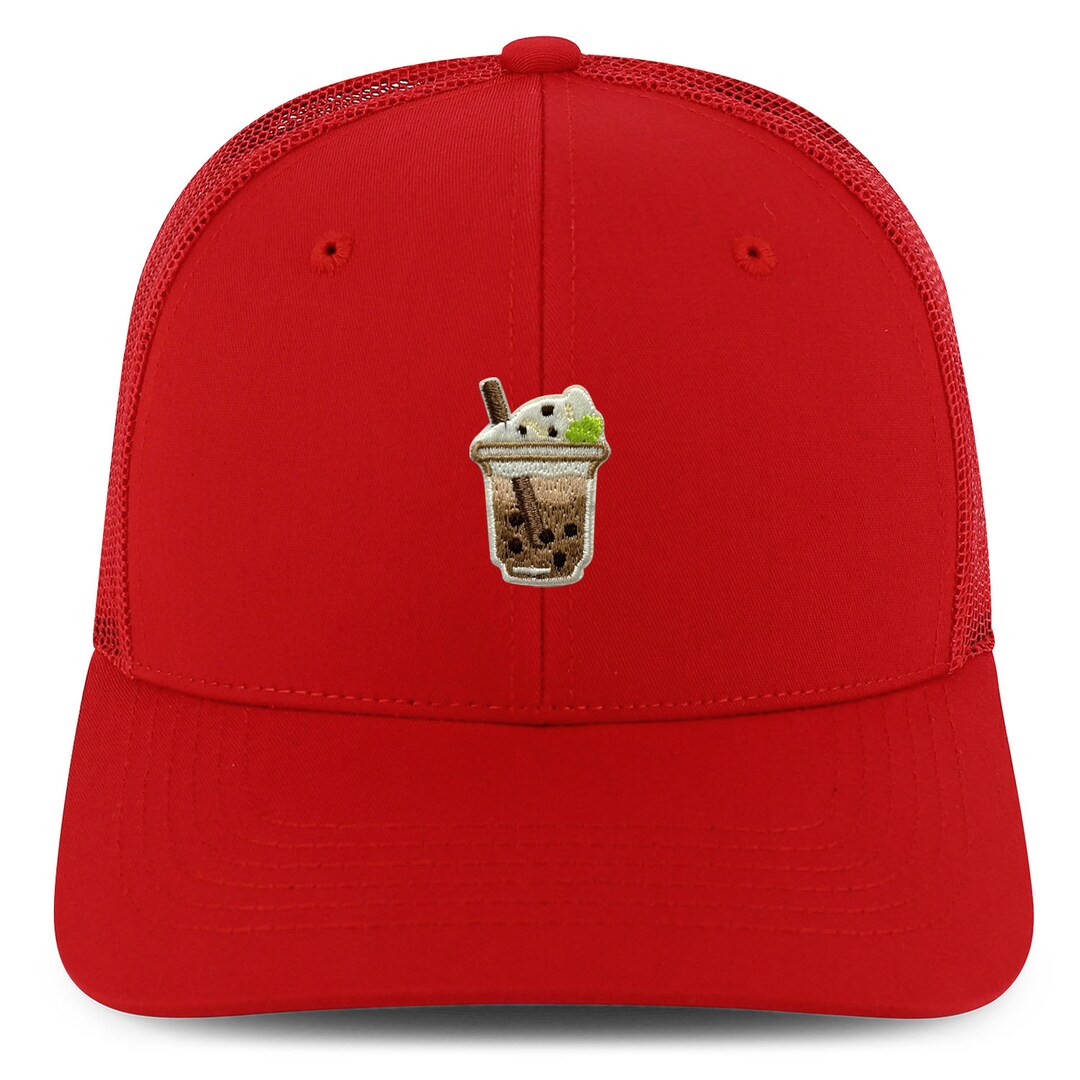 Stitchfy Boba Milk Tea Embroidered Patch Structured 6 Panel Mesh Back ...