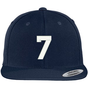 Stitchfy Number 7 Collegiate Varsity Font Embroidered Flat Bill ...
