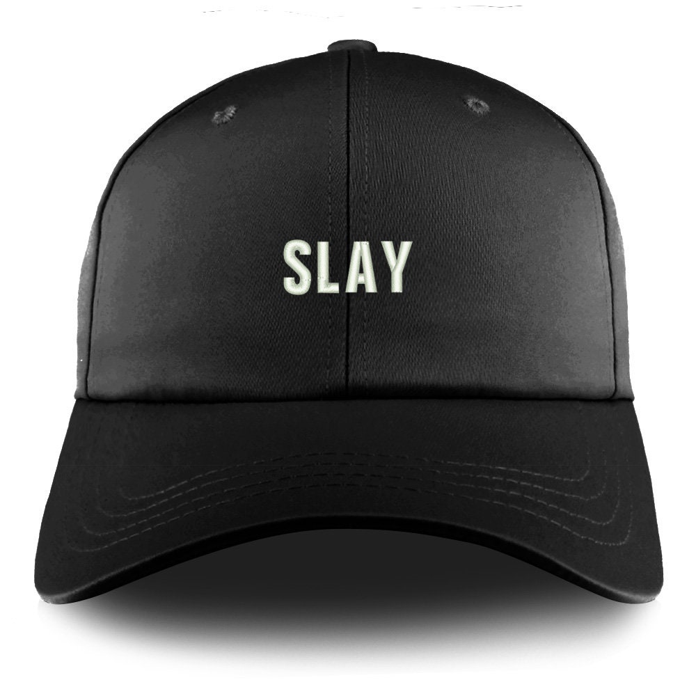 Stitchfy Slay Embroidered Structured Satin Adjustable Cap | Etsy