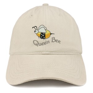 Stitchfy Queen Bee Text Logo Embroidered 100% Cotton Adjustable Cap Dad ...
