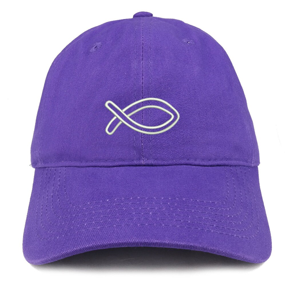 Stitchfy Christian Fish Outline Embroidered Brushed Cotton Dad Hat Ball ...