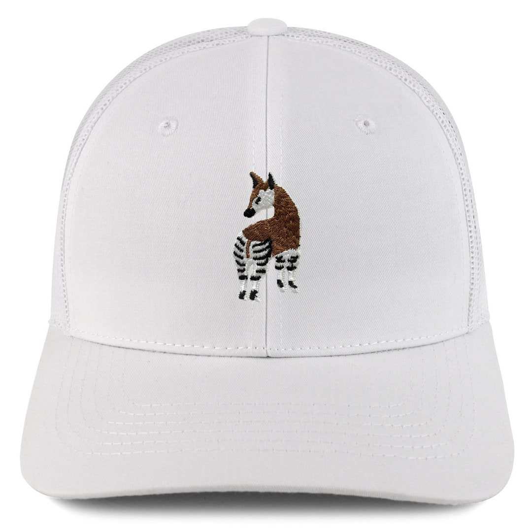 Stitchfy Okapi Embroidered Patch Structured 6 Panel Mesh Back Trucker ...
