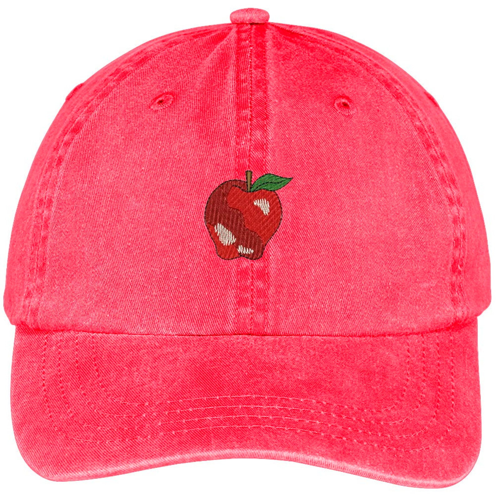 Stitchfy Apple Embroidered Unstructured Low Profile Washed Pigment Dyed ...