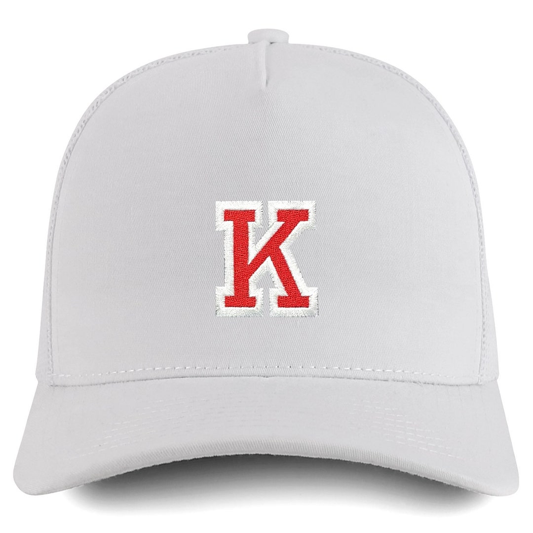 Stitchfy Letter K Varsity Font 5 Panel Structured Trucker Cap (SF ...
