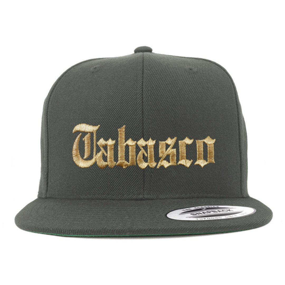 Stitchfy Old English Tabasco Gold Embroidered Flatbill Snapback ...
