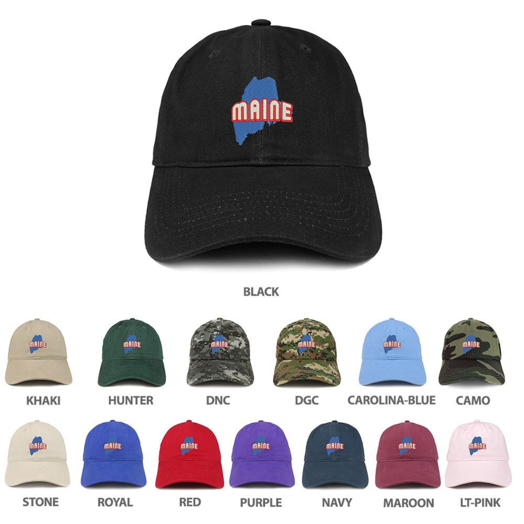 Stitchfy Maine Map Embroidered 100% Cotton Adjustable Cap Dad Hat - Etsy