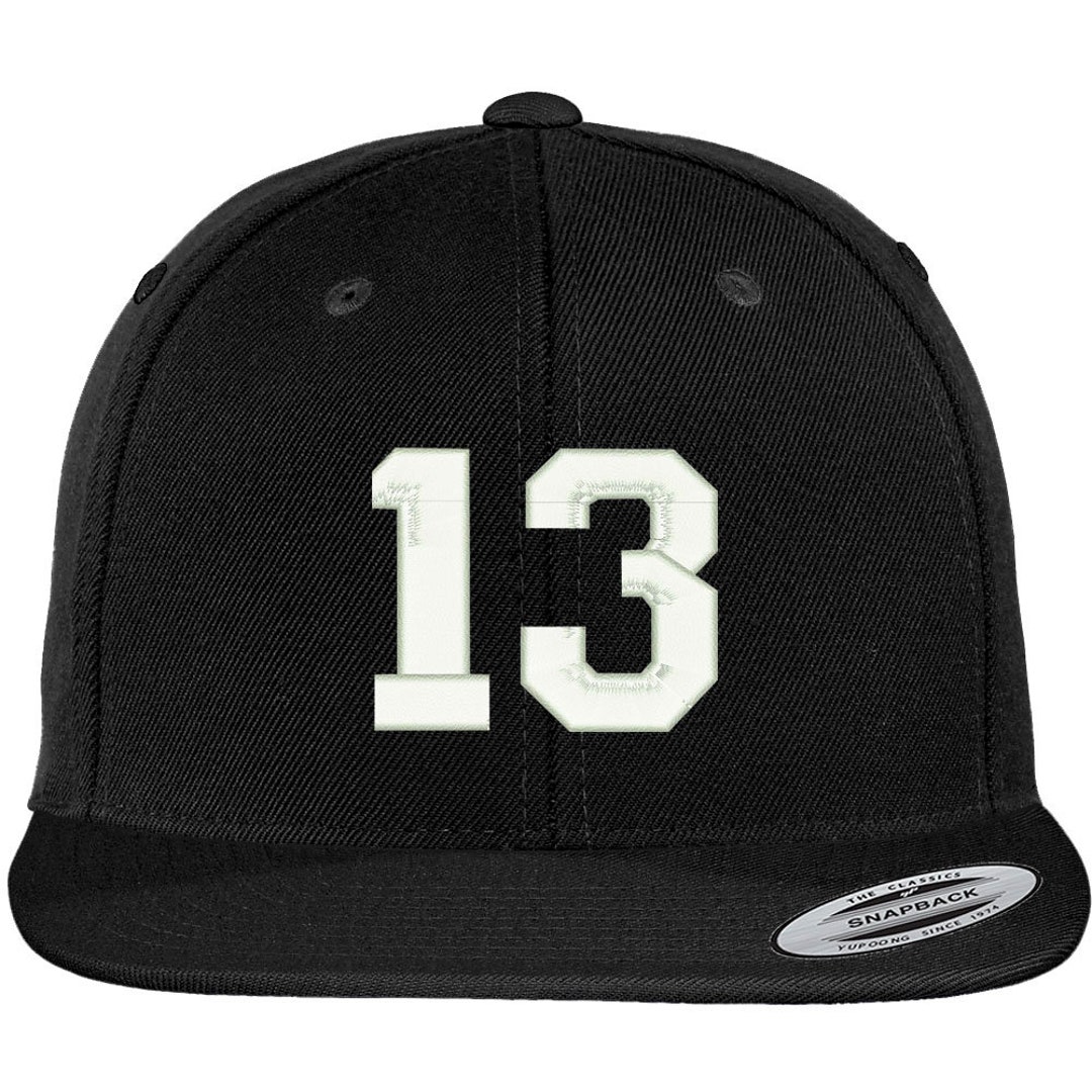 Stitchfy Number 13 Collegiate Varsity Font Embroidered Flat Bill ...