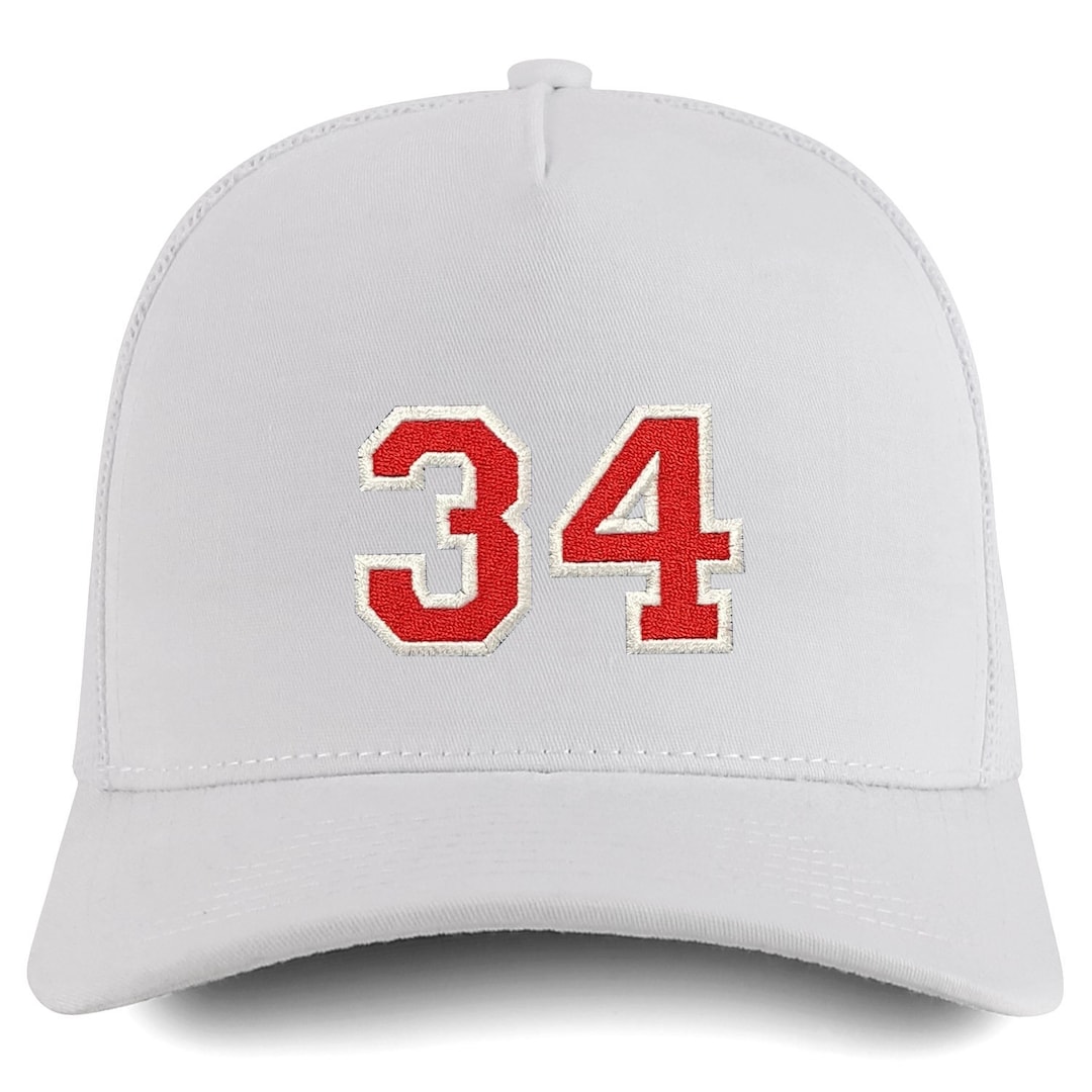 Stitchfy Number 34 Varsity Font Embroidered 5 Panel Structured Snapback ...