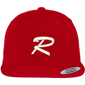 Stitchfy Letter R Brushed Script Embroidered Flat Bill Snapback ...