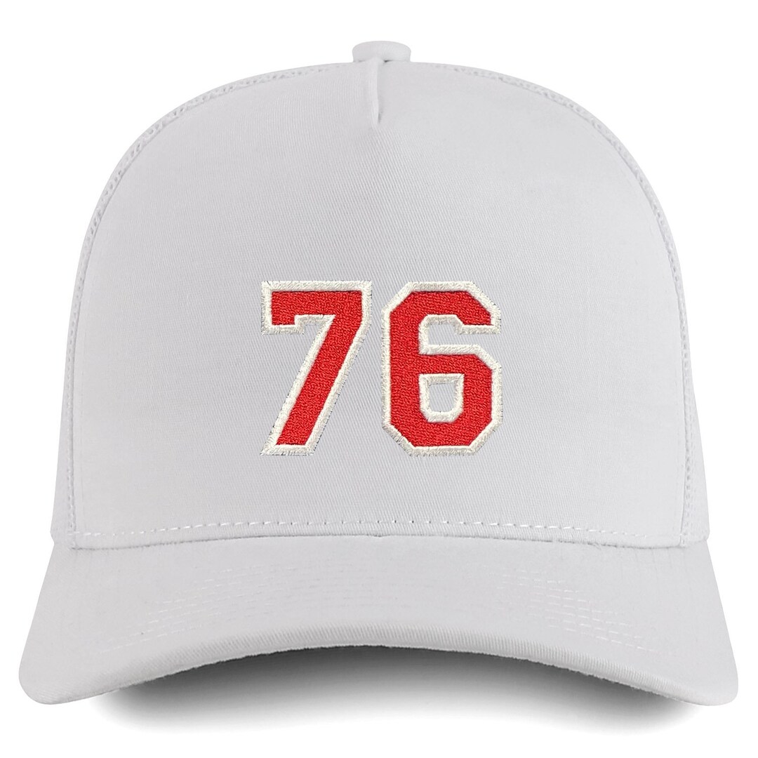 Stitchfy Number 76 Varsity Font Embroidered 5 Panel Structured Snapback ...