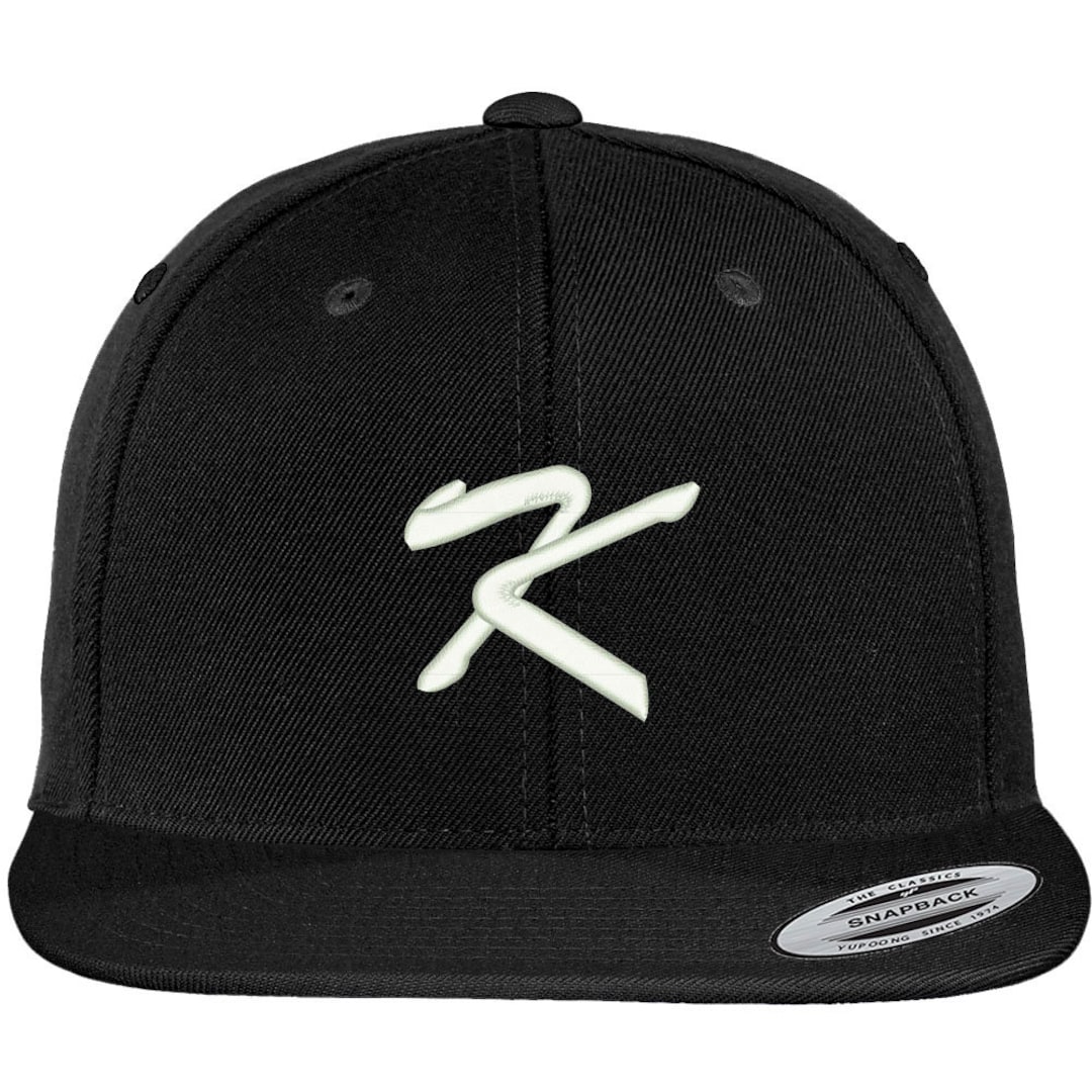 Stitchfy Letter K Brushed Script Embroidered Flat Bill Snapback ...