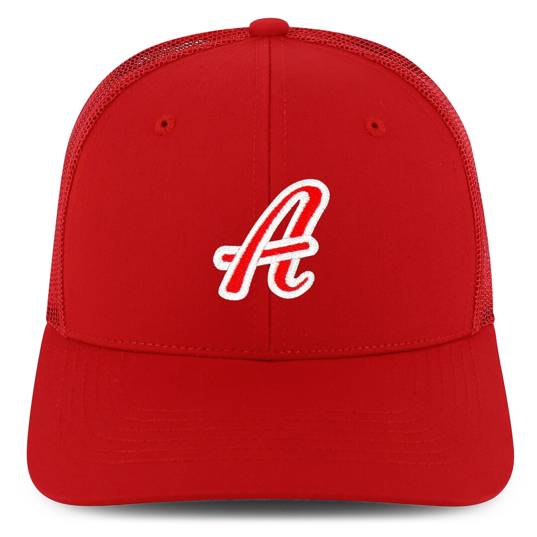 Stitchfy Letter A Script Outline 6 Panel Trucker Baseball Cap (SF ...