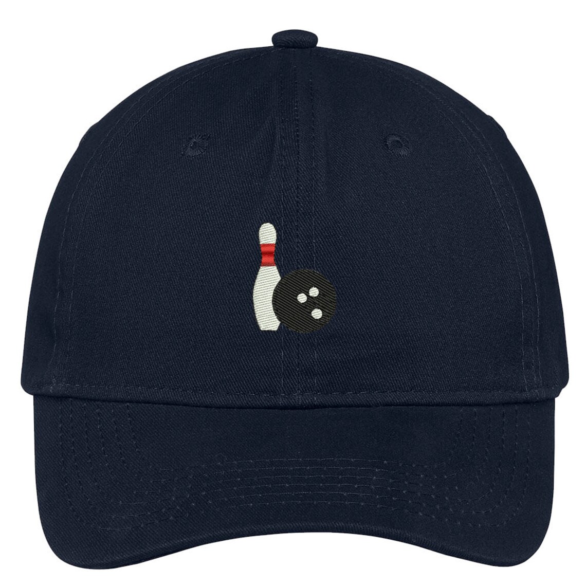 Stitchfy Bowling Ball and Pin Embroidered Soft Low Profile Cotton Cap ...