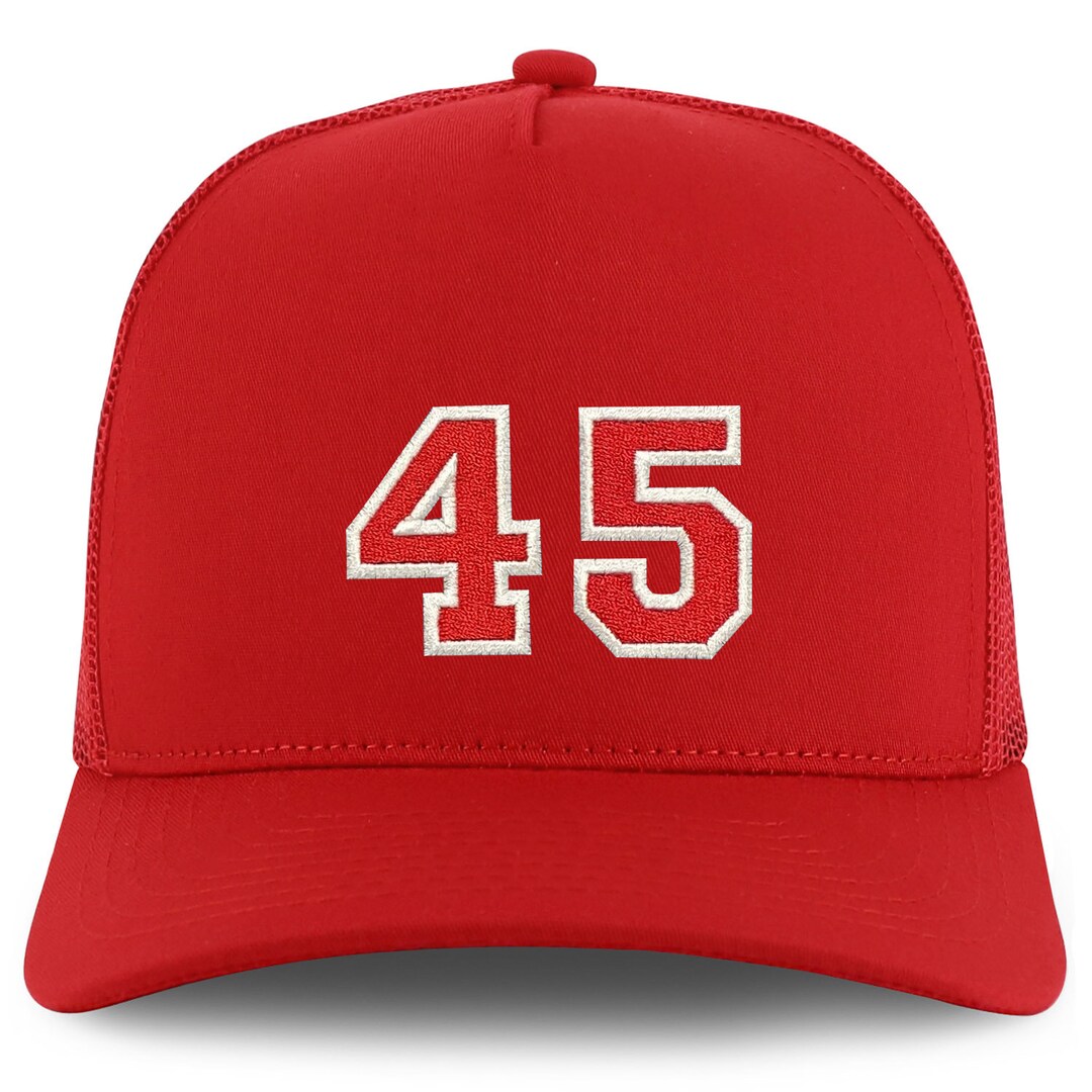 Stitchfy Number 45 Varsity Font Embroidered 5 Panel Structured Snapback ...