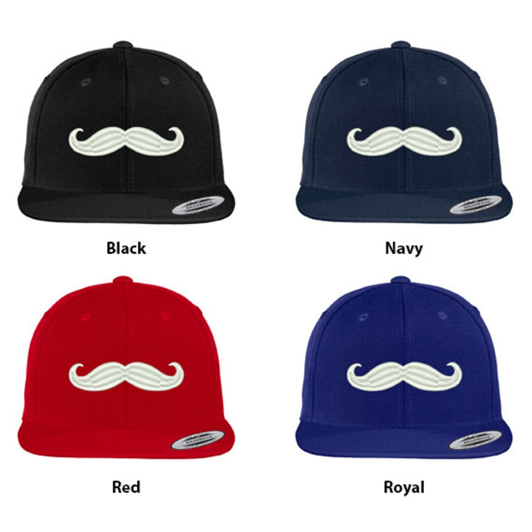 Stitchfy Mustache Embroidered Flat Bill Snapback Cap (SF-LOG029-FLX ...