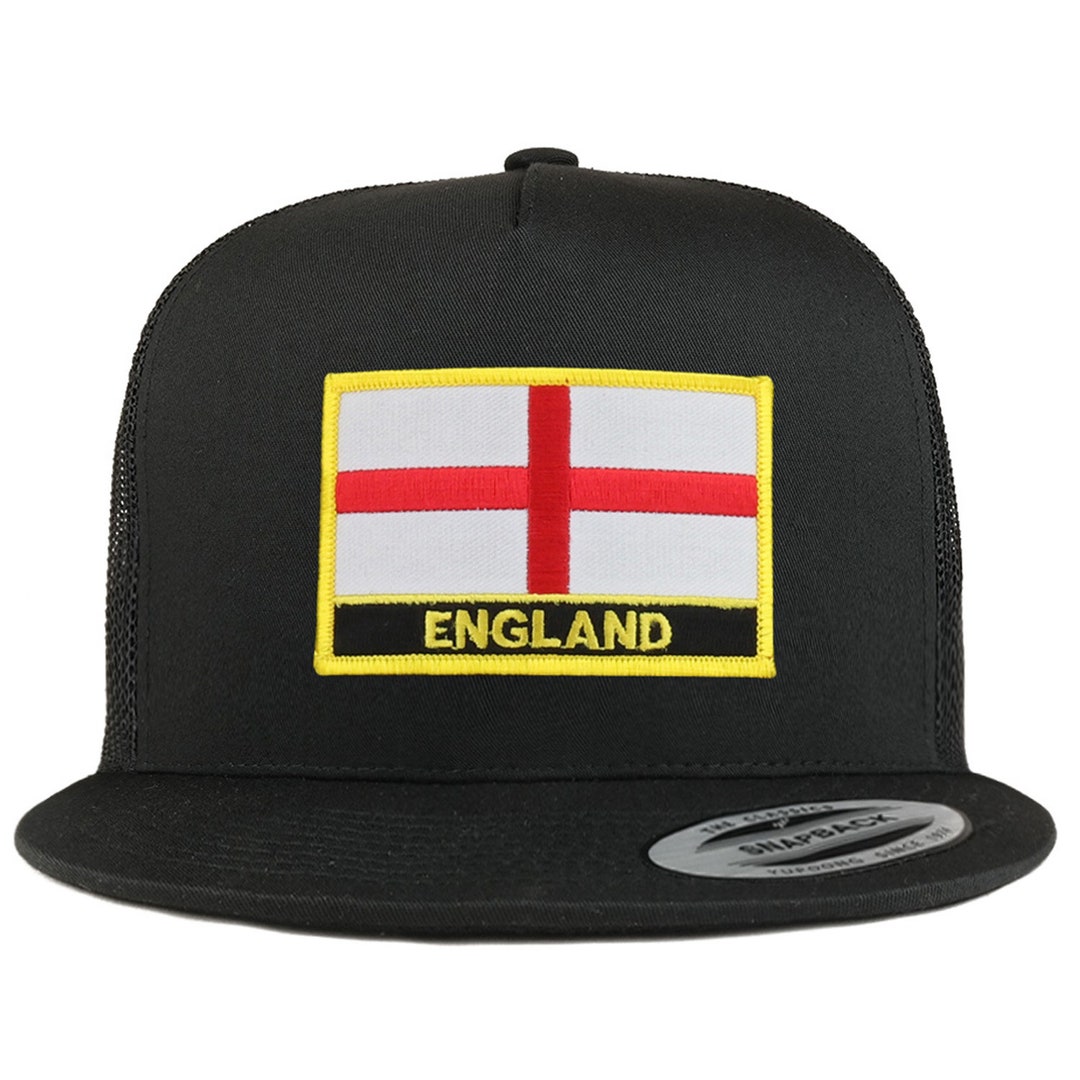 Stitchfy England Flag 5 Panel Flatbill Trucker Mesh Cap - Etsy