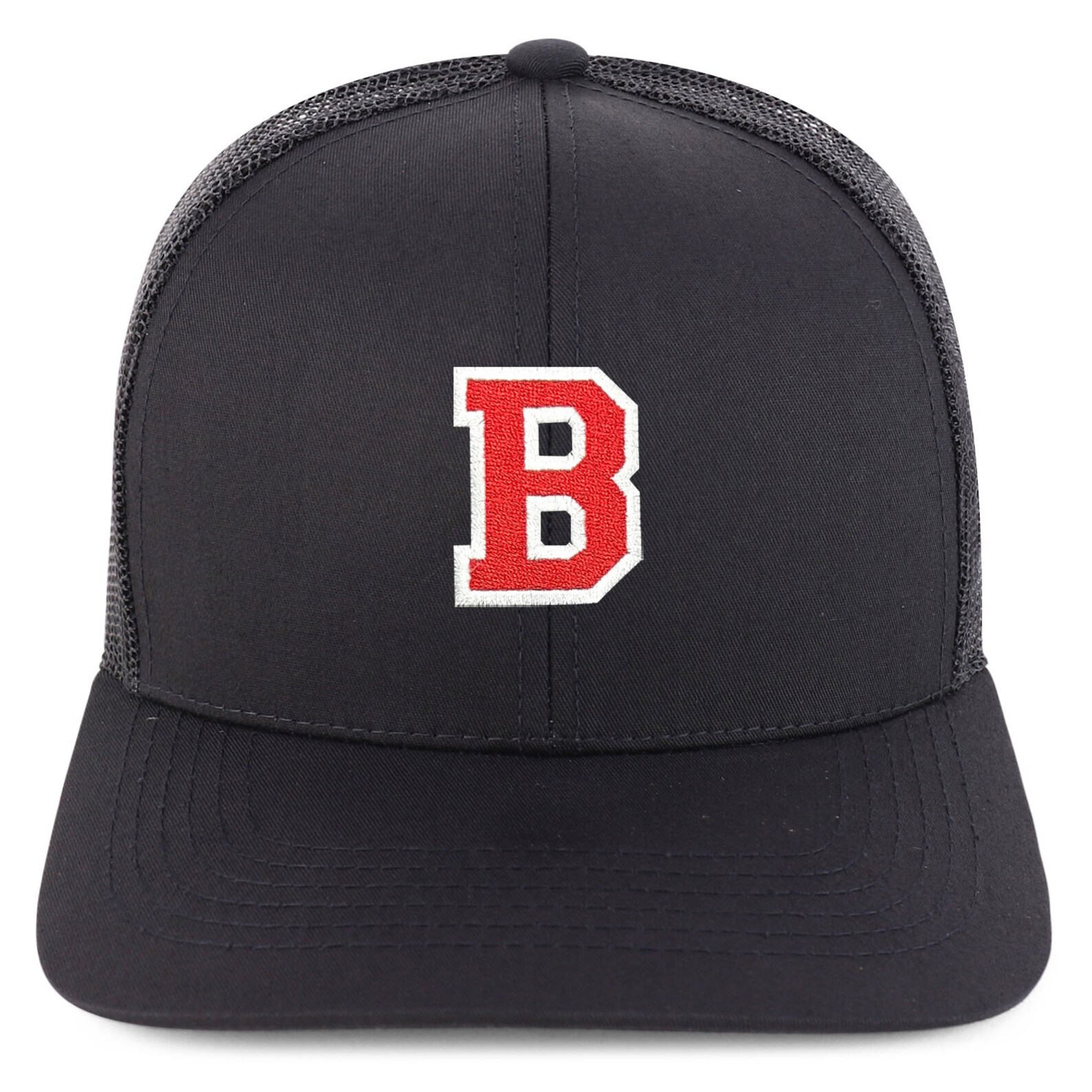 Stitchfy Letter B Varsity Font 6 Panel Snapback Trucker Cap (SF-TXT3361 ...