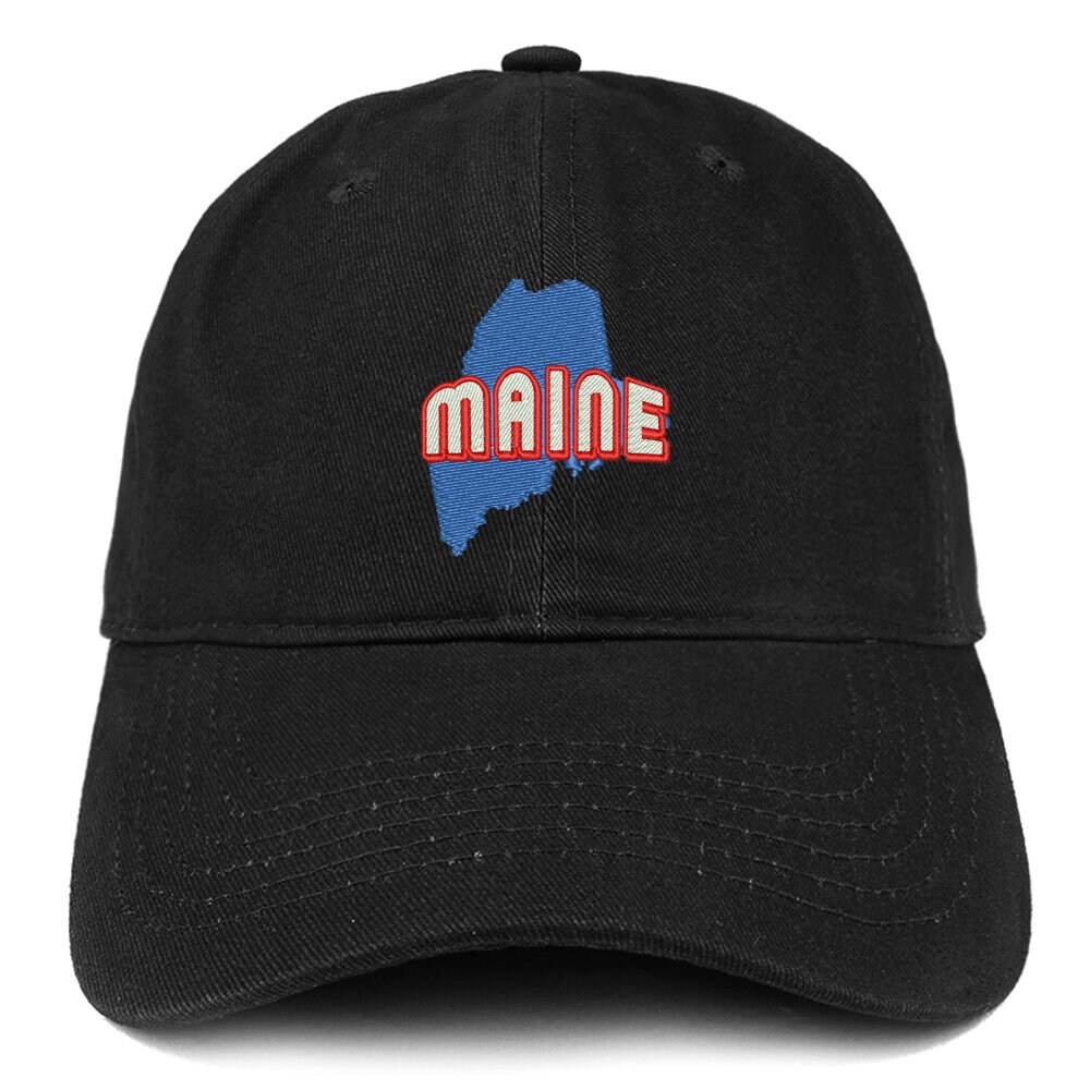 Stitchfy Maine Map Embroidered 100% Cotton Adjustable Cap Dad | Etsy