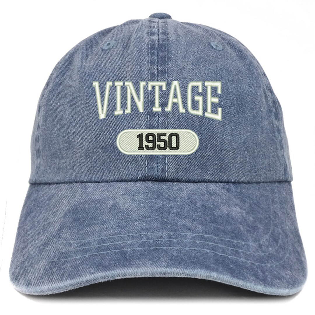 Stitchfy Vintage 1950 Embroidered Pigment Dyed Washed Baseball Cap (SF ...