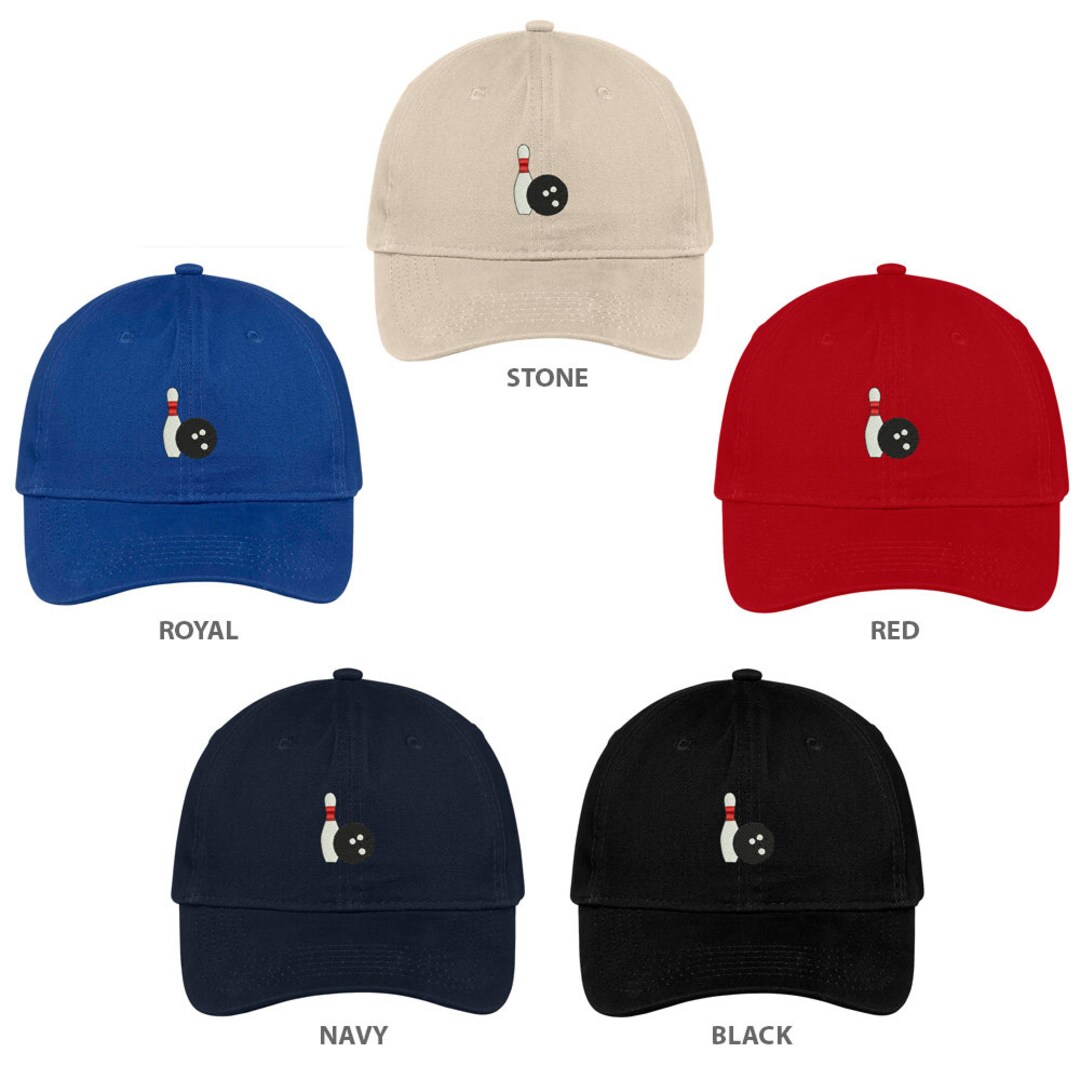 Stitchfy Bowling Ball and Pin Embroidered Soft Low Profile Cotton Cap ...