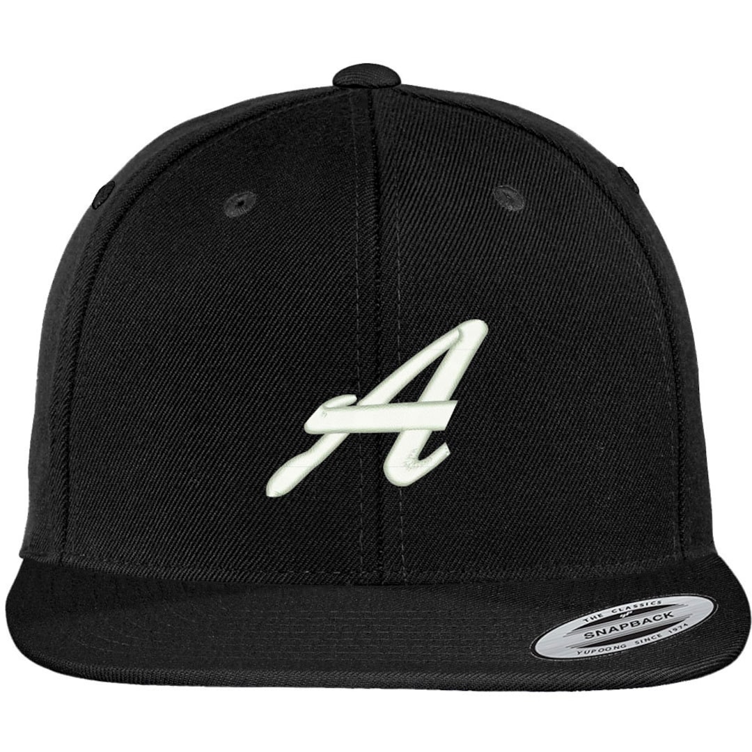 Stitchfy Letter A Brushed Script Embroidered Flat Bill Snapback ...
