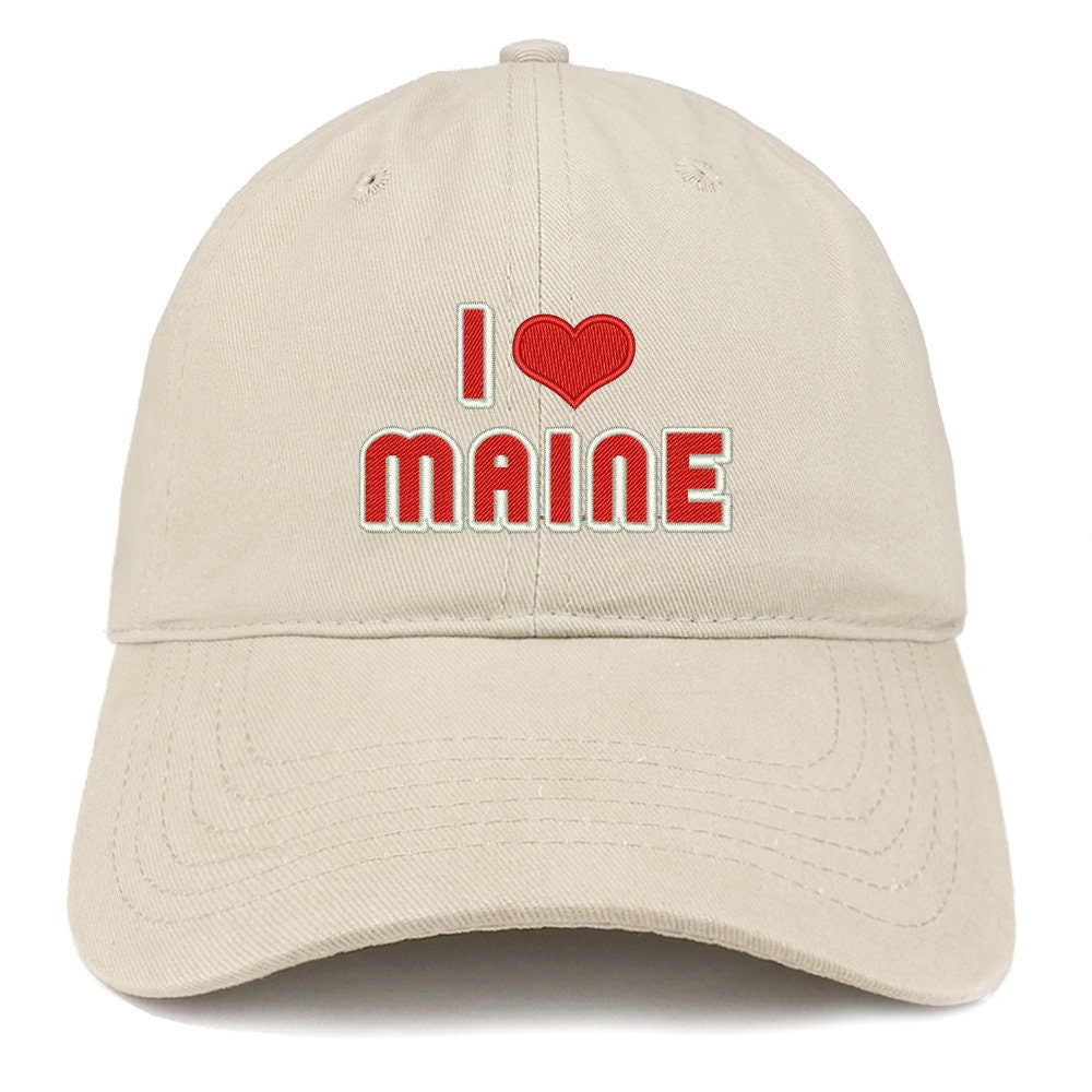 Stitchfy I Love Maine Embroidered 100% Cotton Adjustable Cap | Etsy